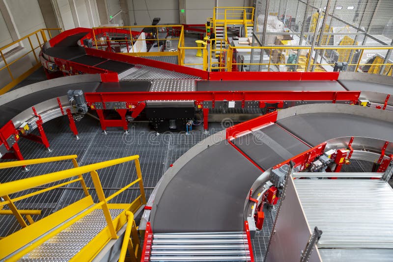 Conveyor Sorting Belt at Distribution Warehouse Stock Image - Image of ...