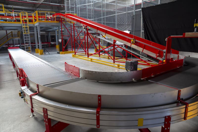 Conveyor Sorting Belt at Distribution Warehouse Stock Image - Image of ...