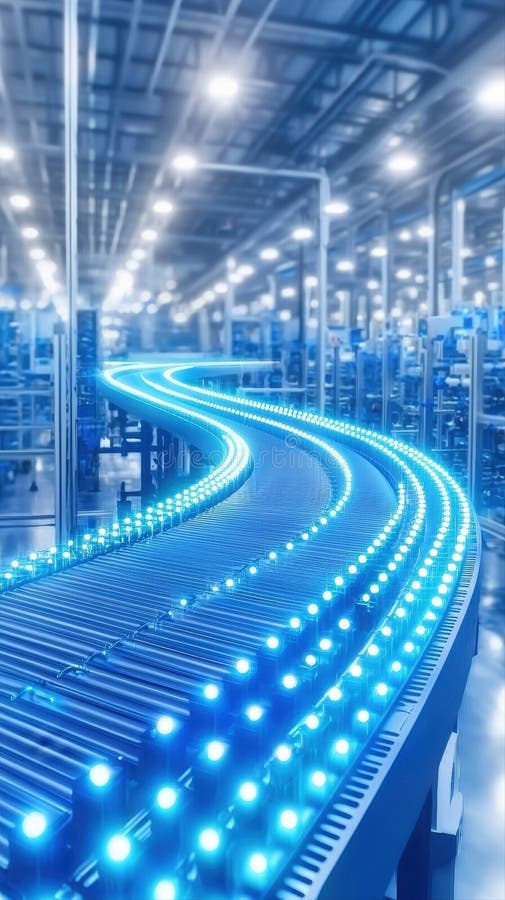 A Conveyor System in a Factory Setting Showcasing Business Concepts in ...