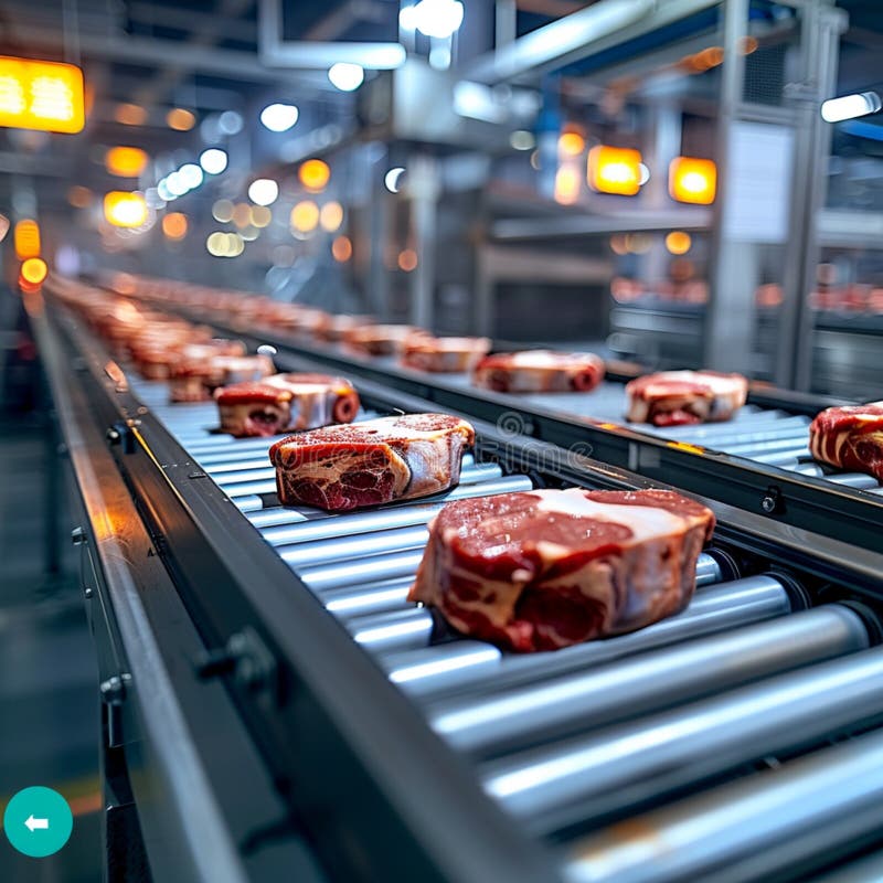 Conveyor System in Meat Processing Plant Exemplifies Automation in ...