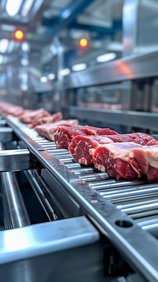 Conveyor System in Meat Processing Plant Exemplifies Automation in ...