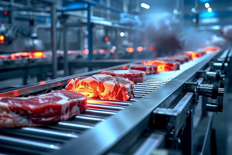 Conveyor System in Meat Processing Plant Exemplifies Automation in ...