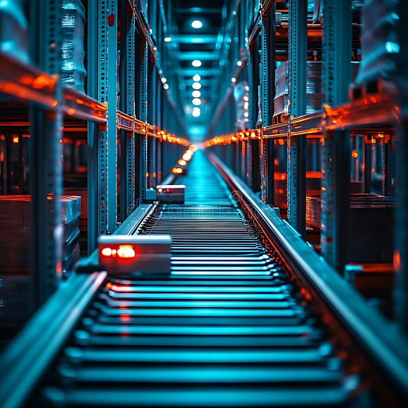 Conveyor System in Modern Warehouse with Automated Storage Solutions ...