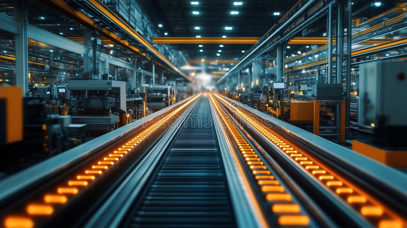 Conveyor System in a Modern Manufacturing Facility Operating Under ...