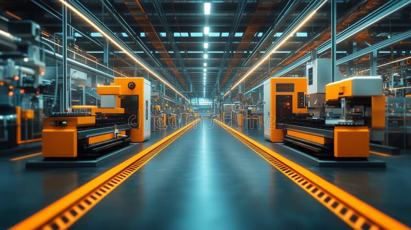 Conveyor System in a Modern Manufacturing Facility Operating Under ...