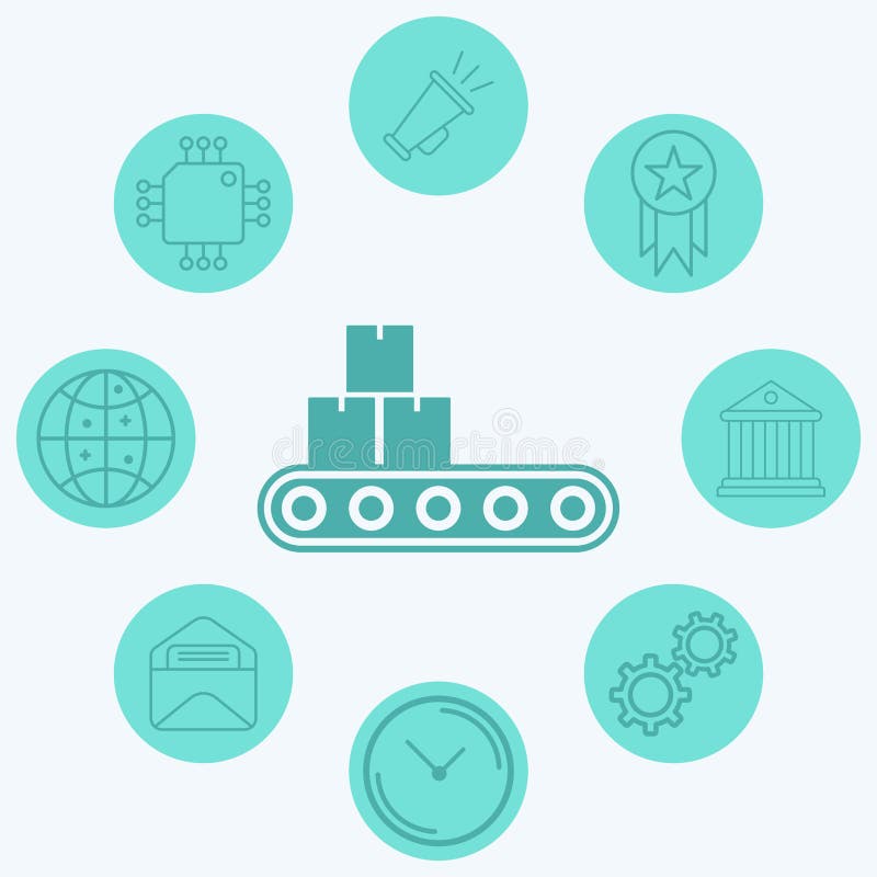 Conveyor Flat Vector Icon Sign Symbol Stock Vector - Illustration of ...