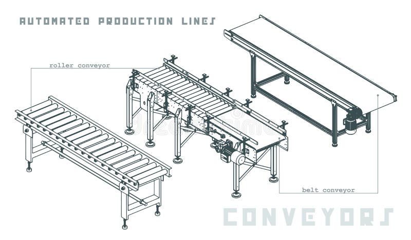 Conveyors Isometric View stock vector. Illustration of automation ...