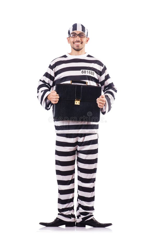 Convict Criminal in Striped Uniform Isolated on Stock Image - Image of ...