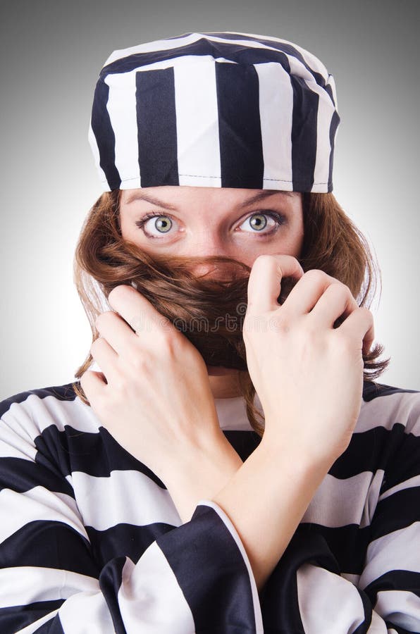 Convict Criminal in Striped Uniform Isolated on Stock Image - Image of ...