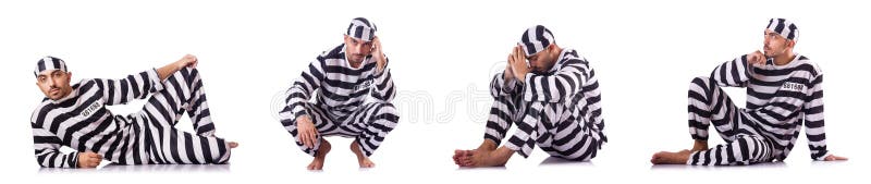 Convict Criminal in Striped Uniform Isolated on Stock Image - Image of ...