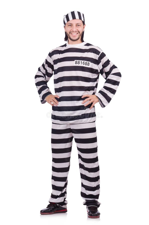 Convict Criminal in Striped Uniform Isolated on Stock Image - Image of ...