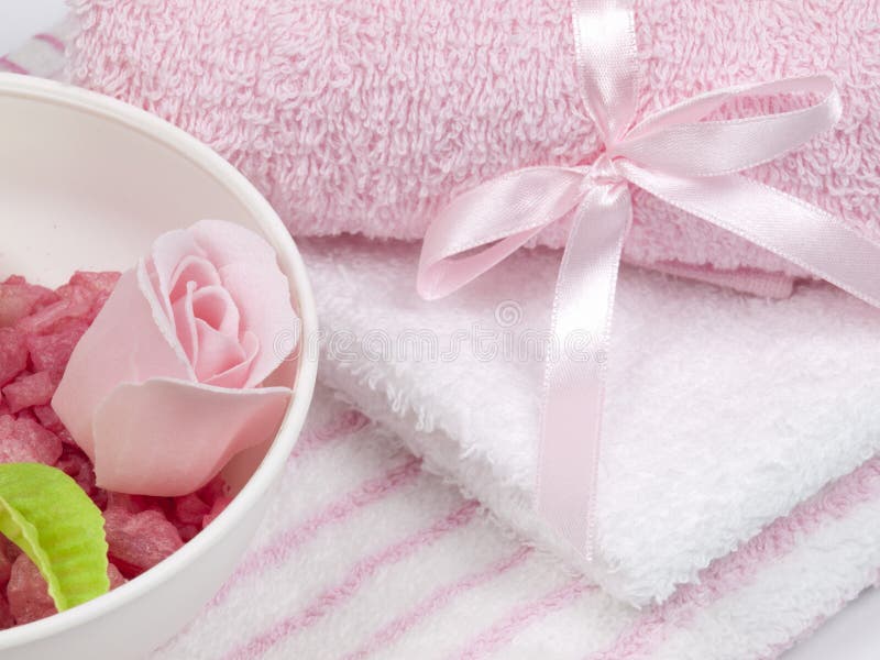 Convolute towels stock image. Image of pink, lifestyle - 18202717