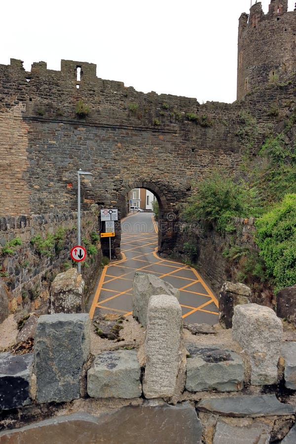 Conway Castle Wales Overlooking the Main Road Stock Image - Image of ...