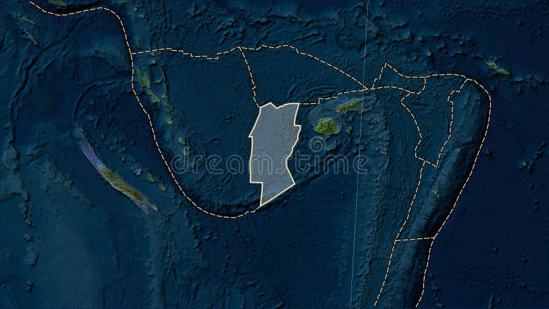 Conway Reef Plate - Boundaries. Satellite Map Stock Illustration ...