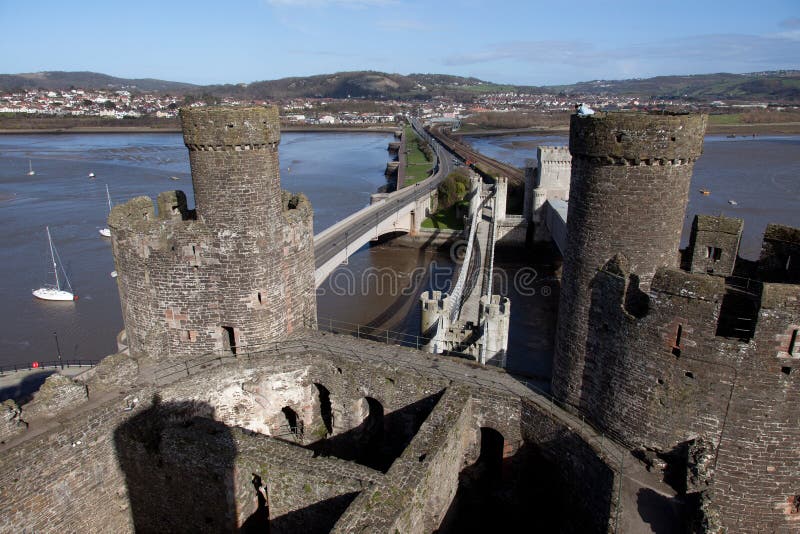 Conwy Castle and Bridge Over the Estuary Stock Photo - Image of wales ...