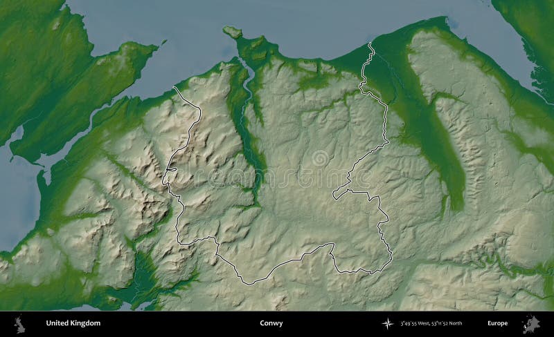 Conwy Outlined, United Kingdom. Physical Stock Illustration ...