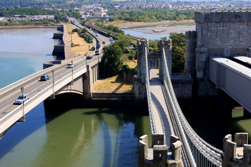 Conwy Suspension Bridge stock image. Image of transportation - 33274541