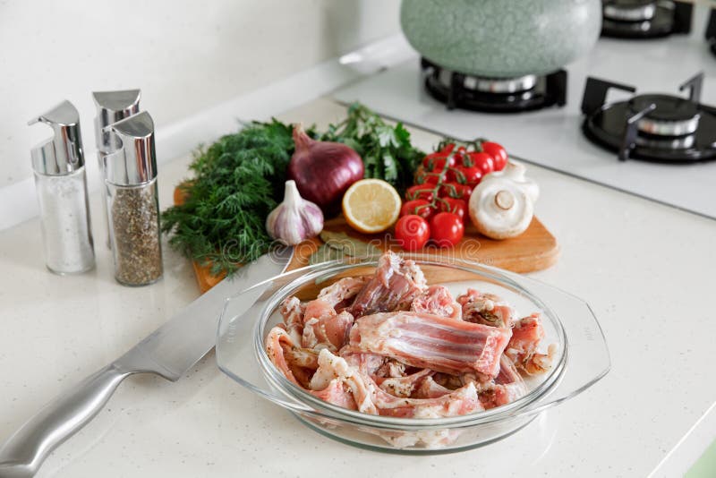 Coocking Rabbit S Ribs with Vegetables Stock Image - Image of kitchener ...