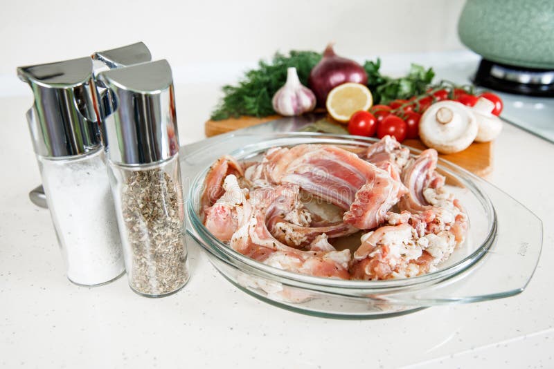 Coocking Rabbit S Ribs with Vegetables Stock Image - Image of color ...