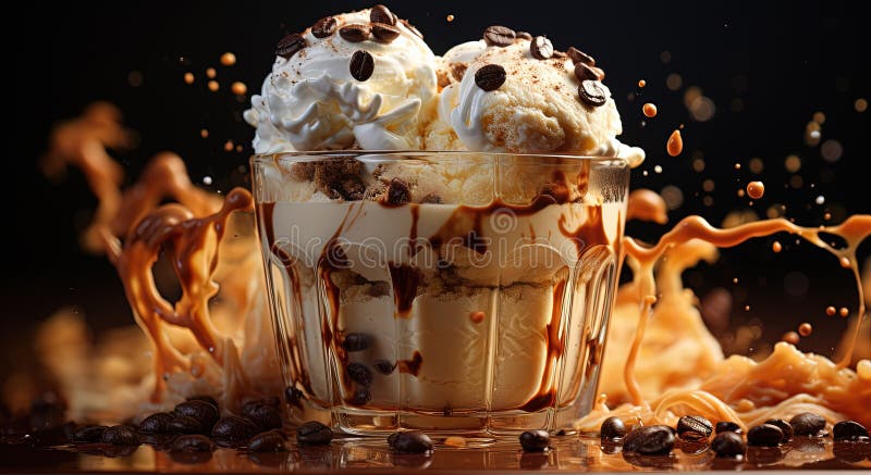 Coofee and Chocolate Explosive Liquid with a Cookie Beige Background ...