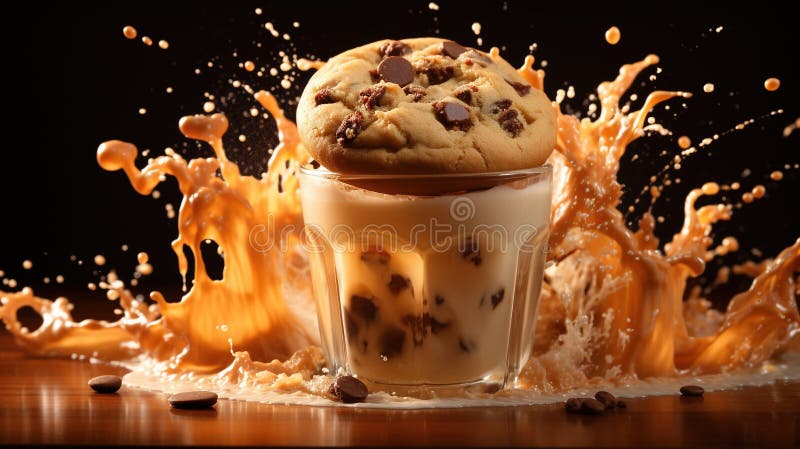 Coofee and Chocolate Explosive Liquid with a Cookie Beige Background ...