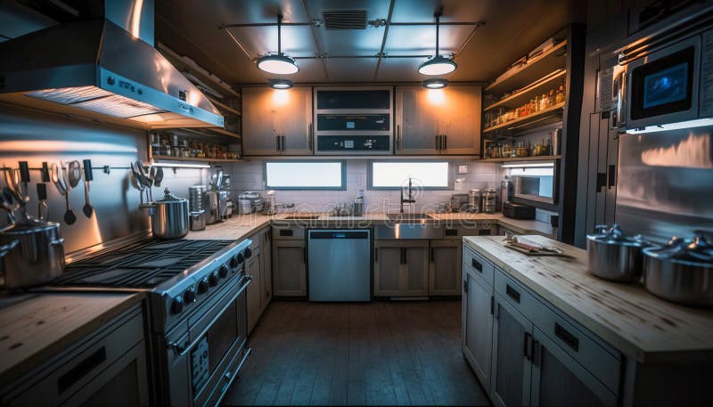 Cook Amazing Meals in a Large and Clean Modern Kitchen, Generative AI ...