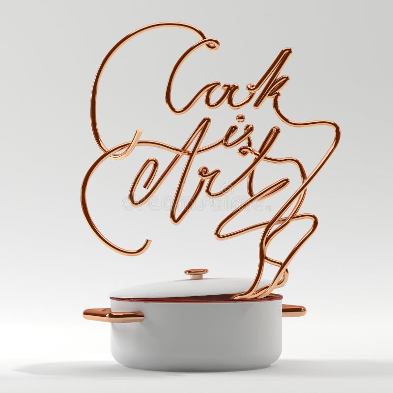 Cook is Art Quote with Pot Modern 3D Rendering Stock Illustration ...