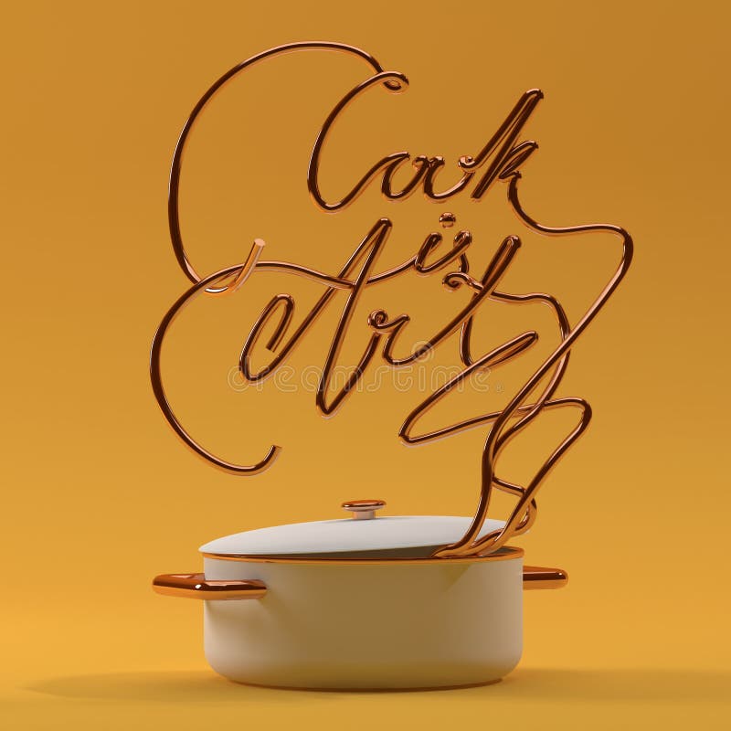 Cook is Art Quote with Pot Modern 3D Rendering Stock Illustration ...