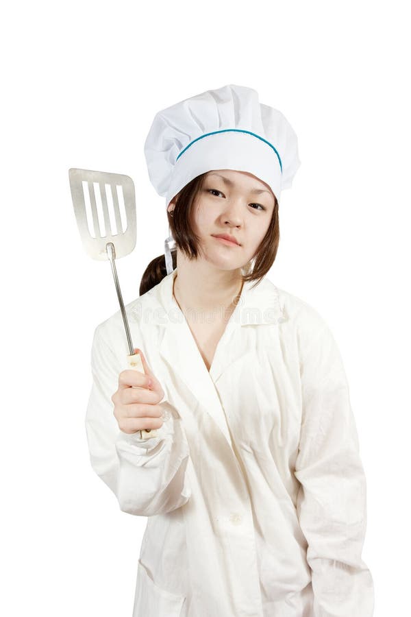 Cook asian woman in toque stock image. Image of pretty - 14645155