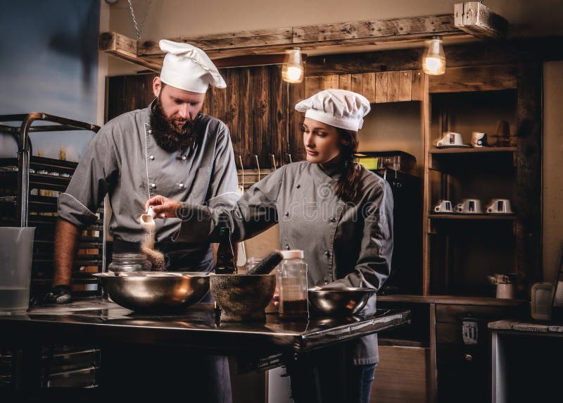 Cook Assistant Pours Sesame into a Bowl. Stock Photo - Image of food ...