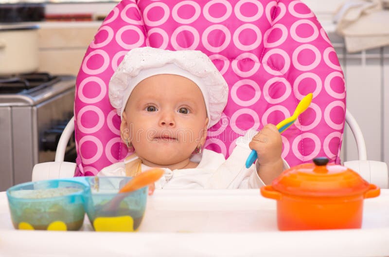Cook baby stock photo. Image of chair, hand, baby, cooking - 60602648
