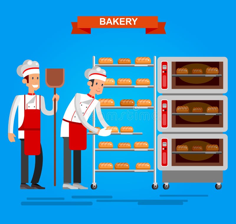 Cook Baker Cooking Bread Icon Bakery Background Flat Design Vec Stock ...