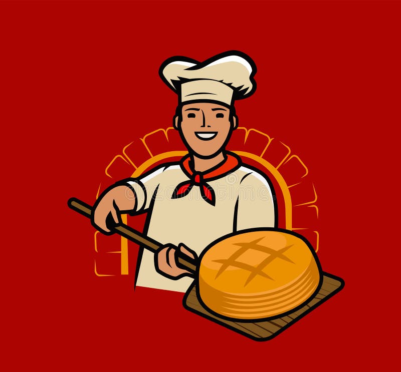 Cook Bakes Bread. Chef, Baker Cartoon Vector Illustration Stock Vector ...