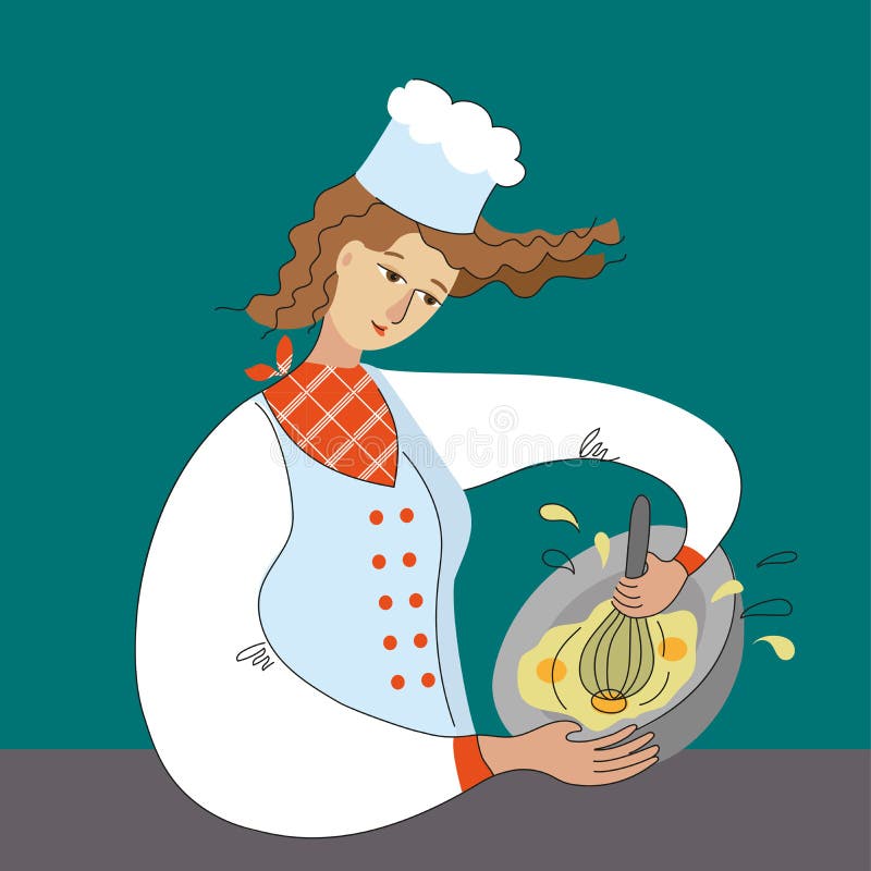 Beautiful young chef woman stock vector. Illustration of culinary ...