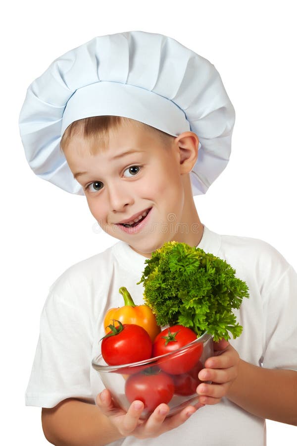 Cook Boy Chef is Holding Fresh Vegetables Stock Photo - Image of recipe ...