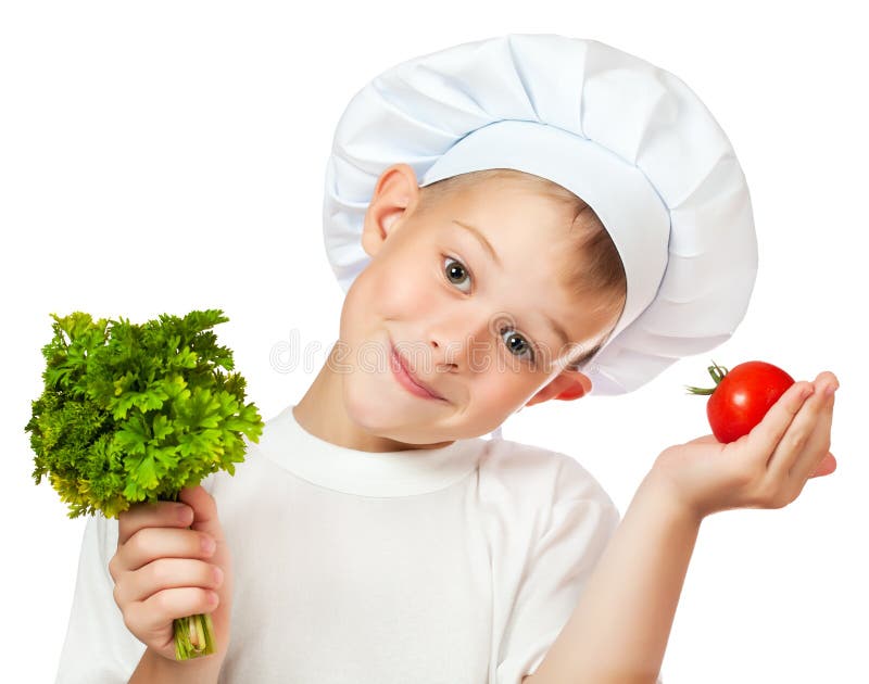Cook Boy Chef is Holding Fresh Vegetables Stock Photo - Image of cute ...
