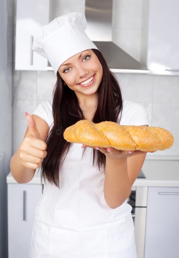 Baker with bread stock image. Image of hold, baking, cook - 17225565