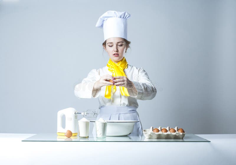Cook breaking egg stock photo. Image of flour, lifestyles - 49626202