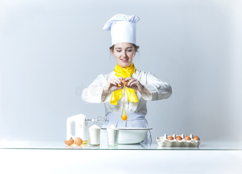 Cook breaking egg stock photo. Image of preparation, cheerful - 51436908
