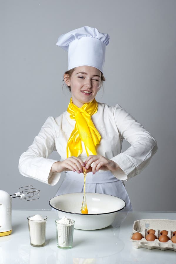Cook breaking egg stock image. Image of bowl, people - 52688509