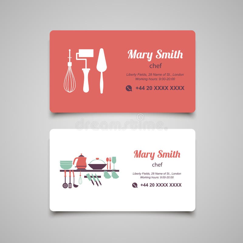 Cook Business Card Design Vector Template Stock Vector - Illustration ...