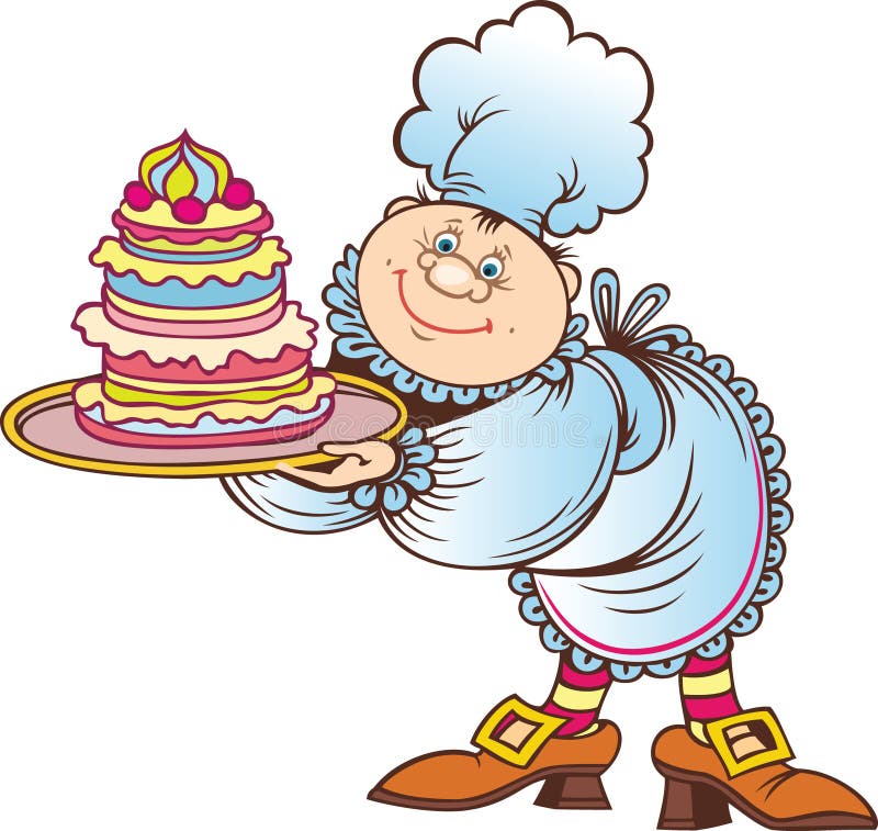 Cartoon Cook with Birthday Cake Stock Vector - Illustration of person ...