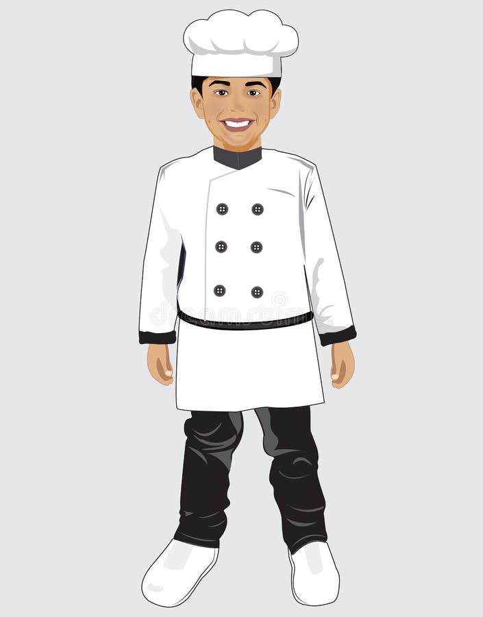Little Cook Chef Boy Wearing an Uniform Stock Vector - Illustration of ...