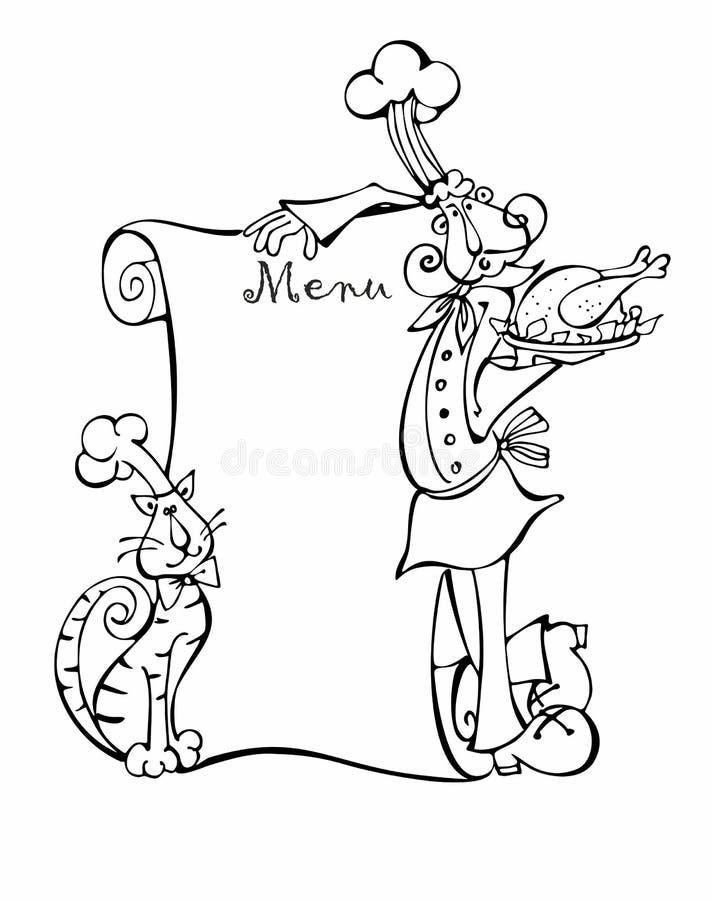 Cook. Chef. Menu. Cat. Menu for the Cafe. Design Concept. Cartoon ...