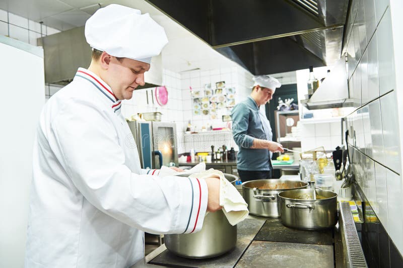 Cook Chef at Restaurant Kitchen Stock Photo - Image of occupation ...
