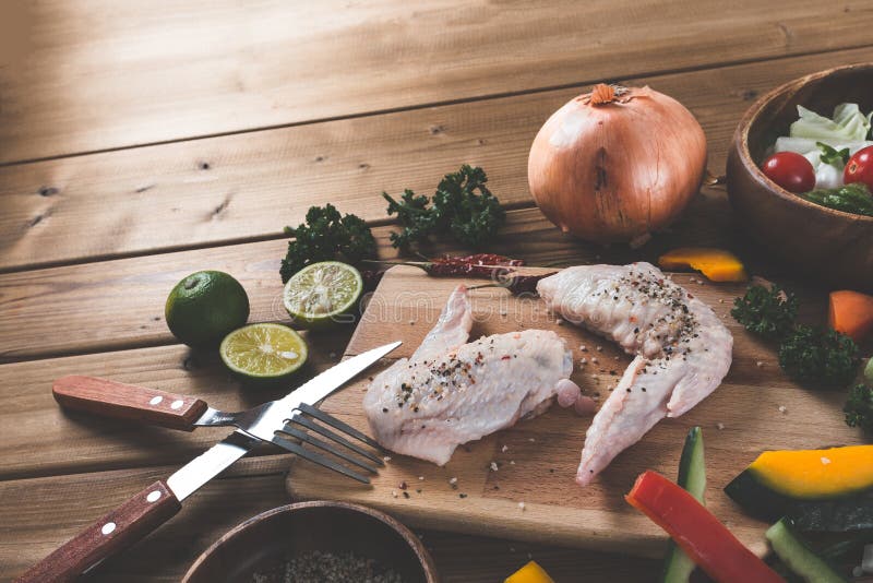 Cook Chicken and Vegetables in the Kitchen Stock Photo - Image of party ...