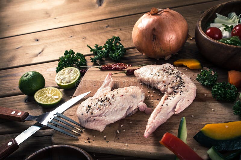 Cook Chicken and Vegetables in the Kitchen Stock Image - Image of home ...