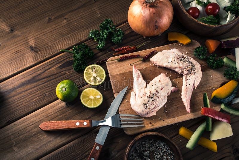 Cook Chicken and Vegetables in the Kitchen Stock Photo - Image of ...