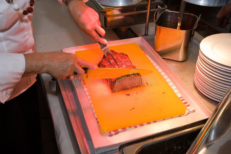 Cook cut up roast beef stock photo. Image of nutrition - 10763042