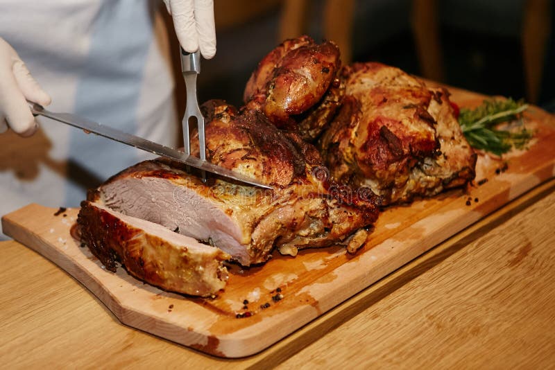 Cook cuts meat fillet stock image. Image of freshness - 65236727